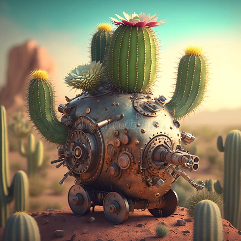 Colorful Digital Cactus Illustration Stock Illustration - Illustration ...