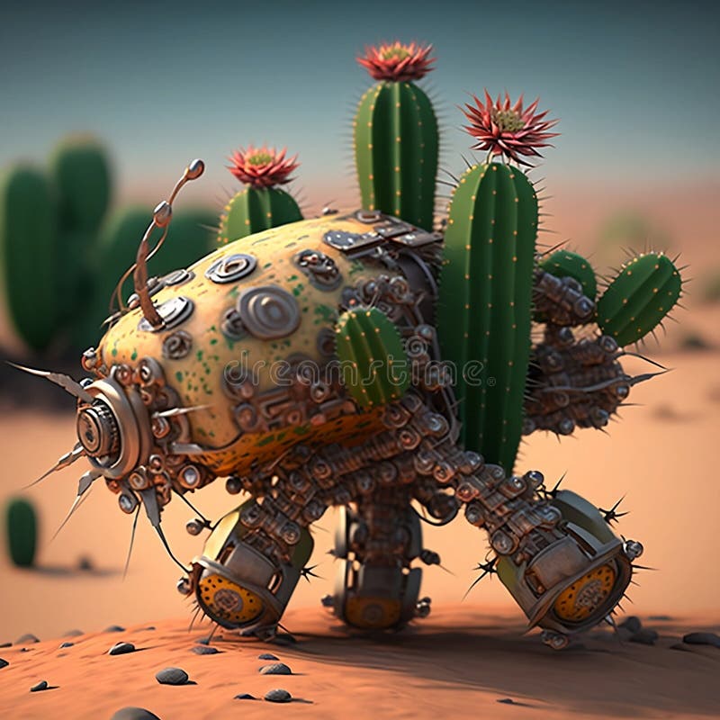 Colorful Digital Cactus Illustration Stock Illustration - Illustration ...