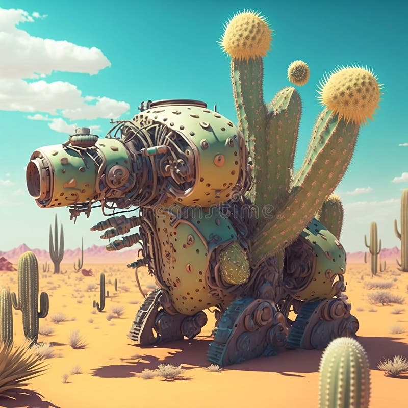 Colorful Digital Cactus Illustration Stock Illustration - Illustration ...