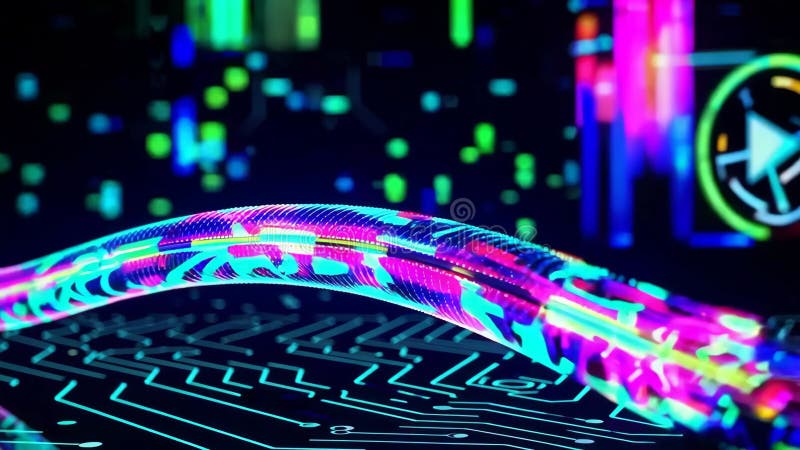 Colorful Digital Circuit Footage with Vibrant Data Streams and Light ...