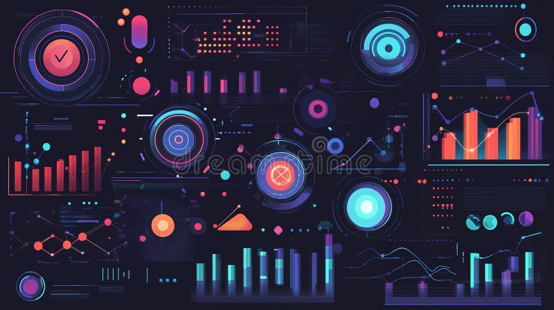 Digital Dashboard Various Data Visualizations Including Bar Graphs Line Graphs Stock Photos ...