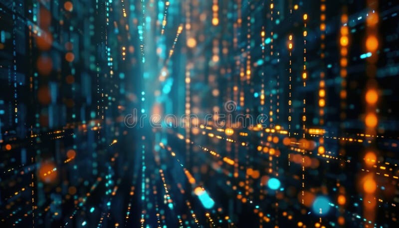 Colorful Digital Data Streams Create a Visual Effect in a Futuristic ...