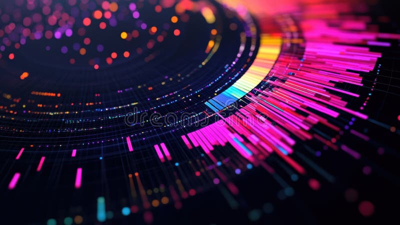 Colorful Digital Data Visualisation Forming a Circular Chart on Dark ...