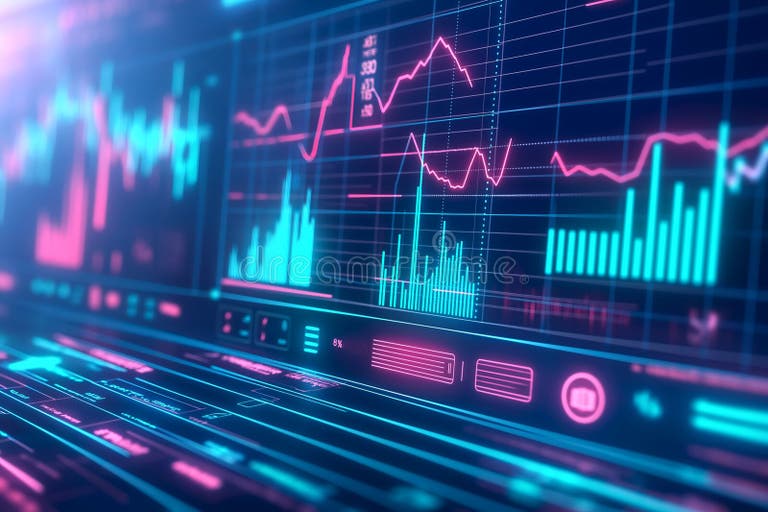 Colorful Digital Data Visualization Displaying Financial Trends and ...