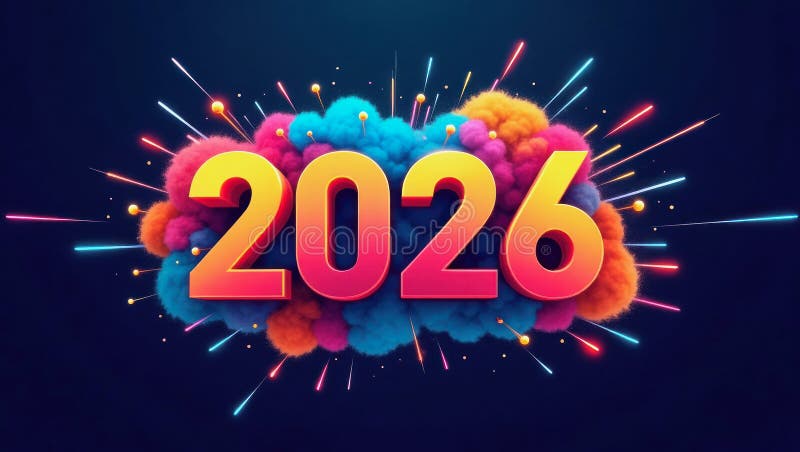 Colorful Digital Design Celebrates the Year 2026 with Vibrant Patterns ...