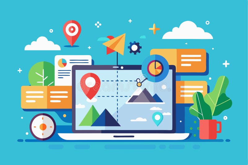 A Colorful Digital Display Showing Customizable Navigation with Maps ...