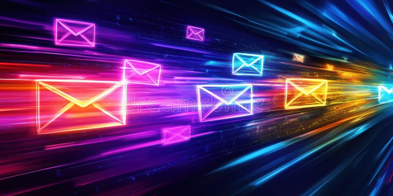 Digital Glowing Email Icons Motion Stock Photos - Free & Royalty-Free ...