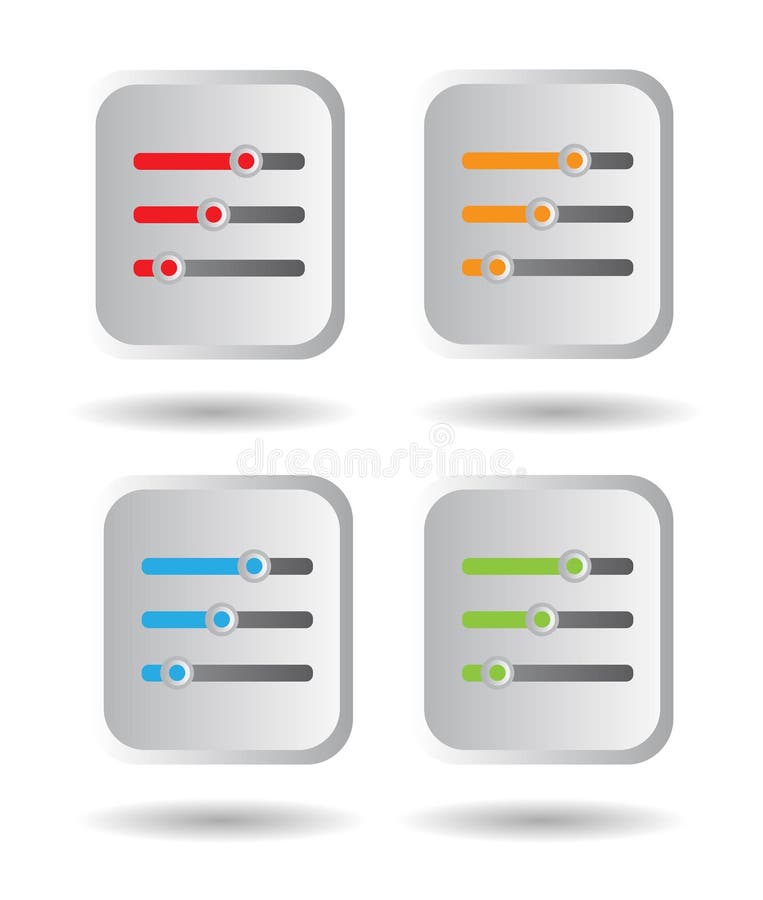 Colorful Digital Equalizer Buttons Set Stock Vector - Illustration of ...