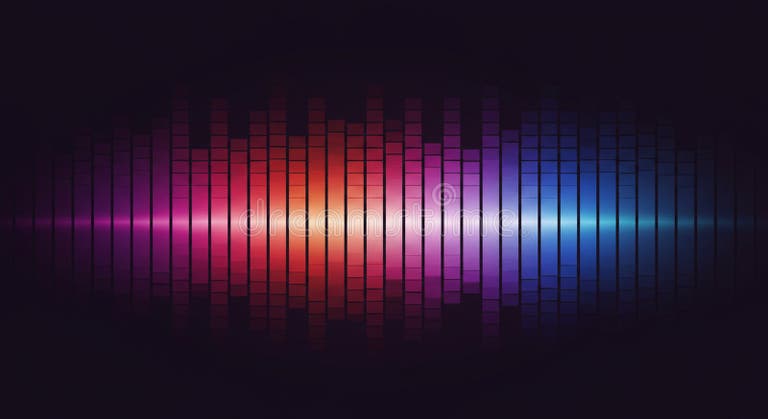 Colorful Digital Equalizer Visualization with Vertical Bars on a Dark ...