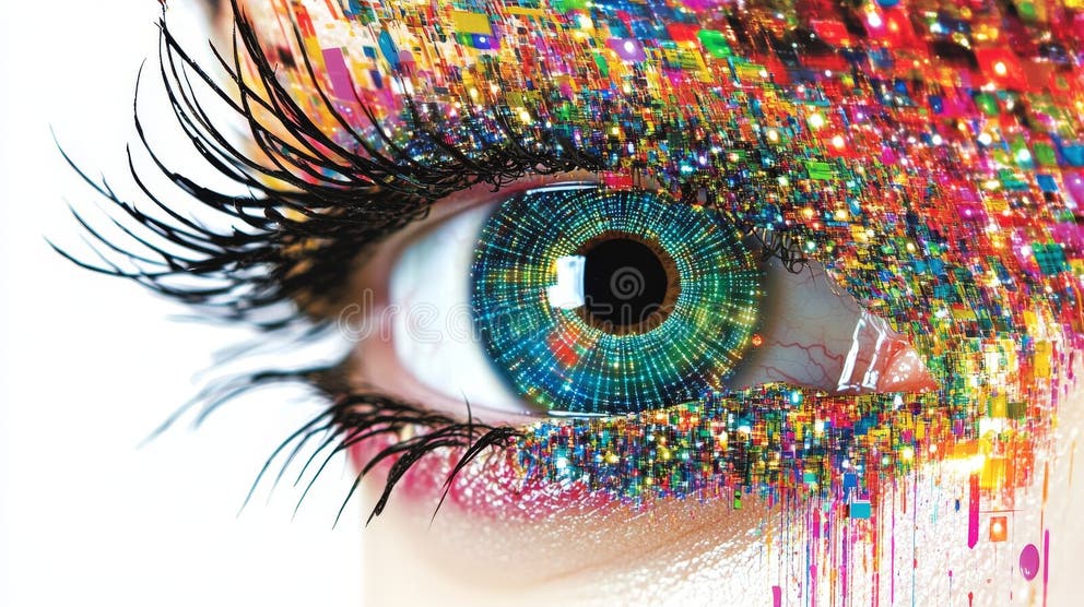 Colorful Digital Eye with Vibrant Pixelated Patterns Stock Photo ...