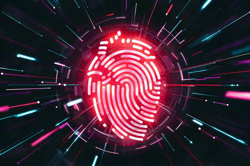 Colorful Digital Fingerprint Design Symbolizing Technology and Security ...