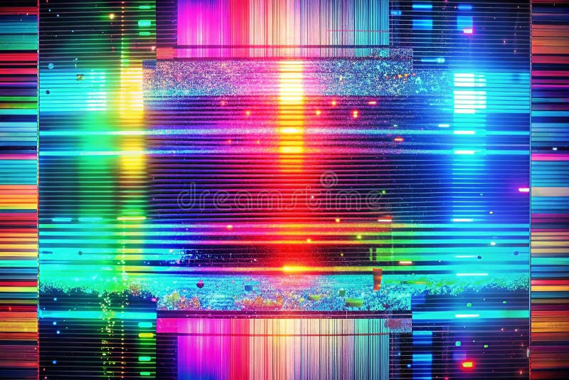 Colorful Digital Glitch Art Background with Vibrant Lines Stock ...