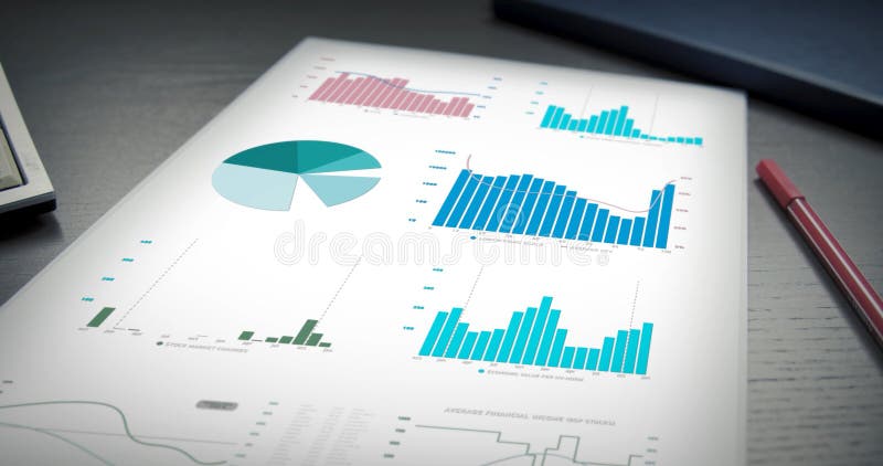 Colorful Digital Graph, Diagram and Information on Paper at Office ...