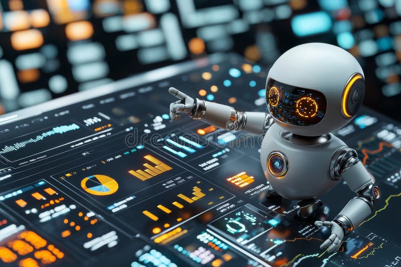 Colorful Digital Graphic Display on a Robot Assistant Stock Photo ...