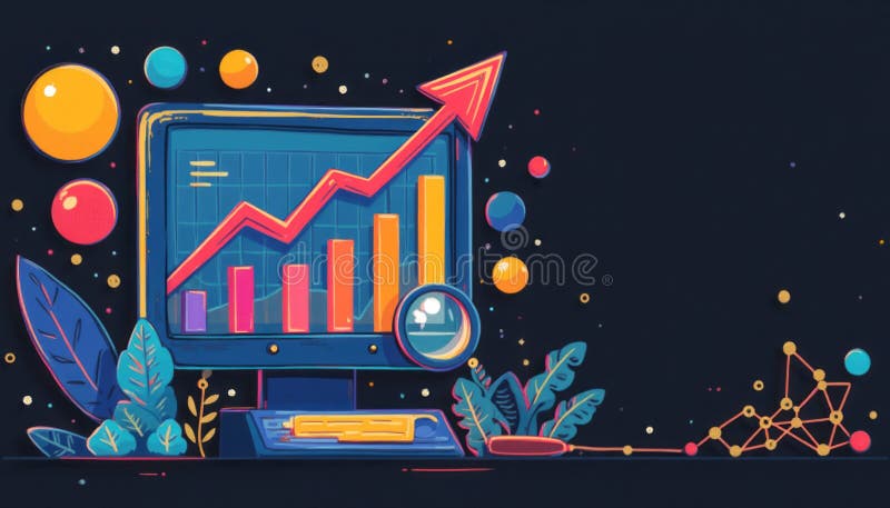 Colorful Digital Growth Chart on a Computer Screen Stock Image - Image ...