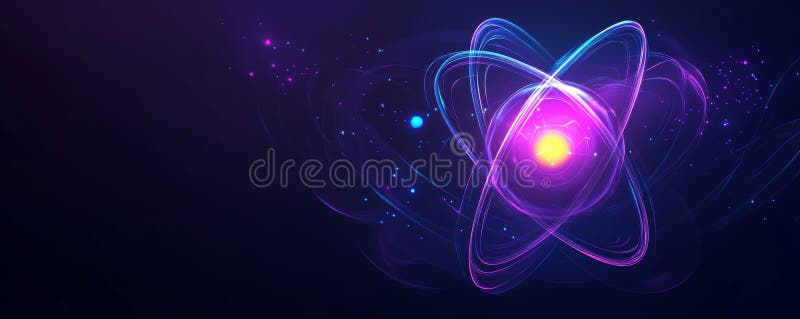 Colorful Digital Illustration of an Atomic Structure on a Dark ...
