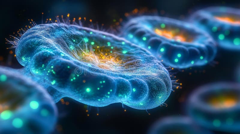 Colorful Digital Illustration of Bacteria in Microscopic View Stock ...