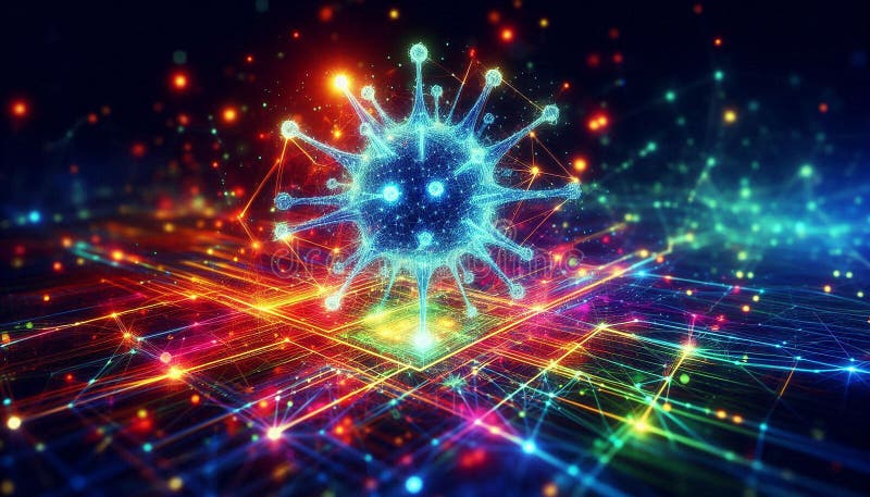 Colorful Digital Illustration of a Computer Virus Stock Illustration ...