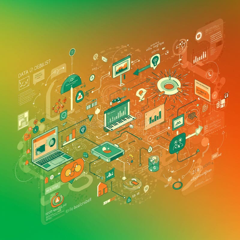 Colorful Digital Illustration Depicting a Complex Network of ...