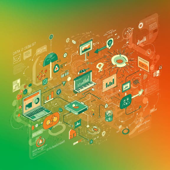 Colorful Digital Illustration Depicting a Complex Network of ...