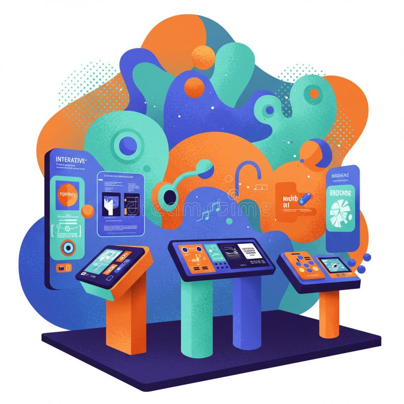 Colorful Digital Interface Display Featuring Vibrant Orange and Blue ...