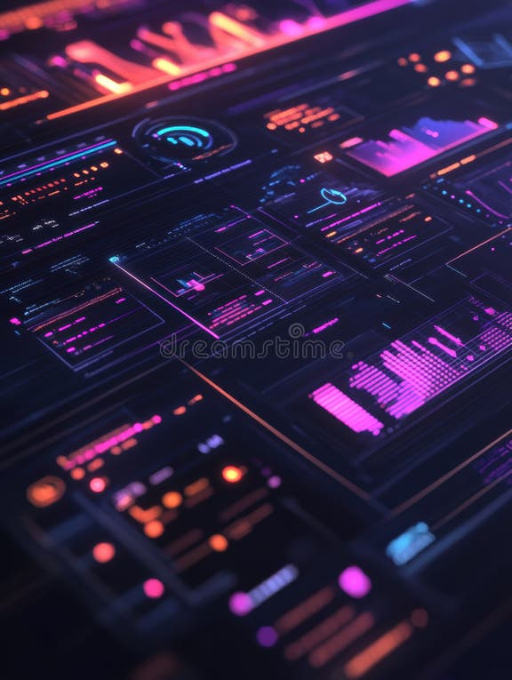 Colorful Digital Interface Displaying Data Analytics and Graphs during ...