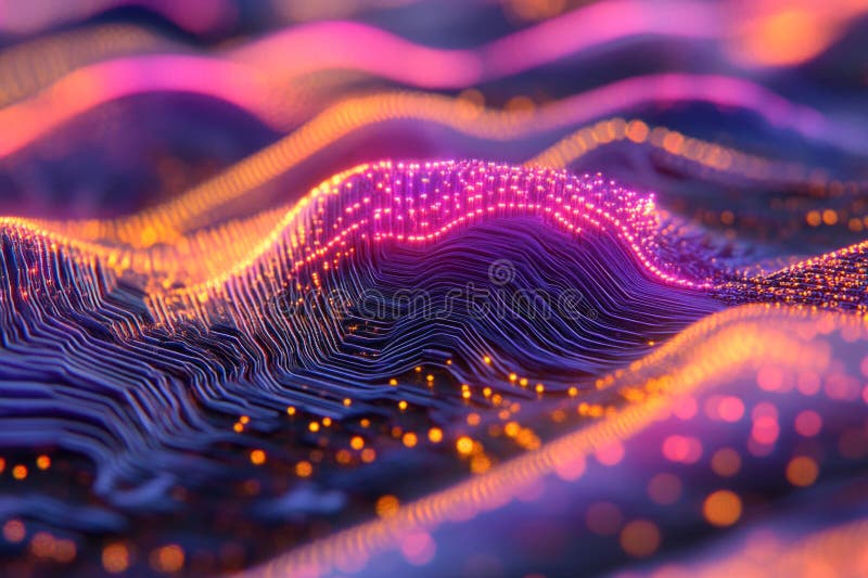 Colorful Digital Landscape with Glowing Topography Representing Data ...