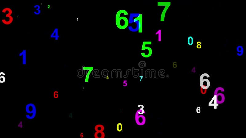 Colorful Digital Numbers Motion Graphics with Plain Black Background ...
