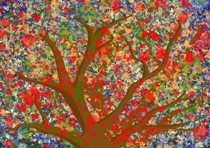 Colorful Digital Painted Tree Background Stock Image - Image of layout ...