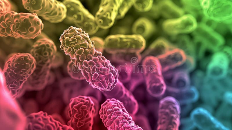 Colorful Digital Render of Microscopic Bacteria in Vivid Hues Stock ...
