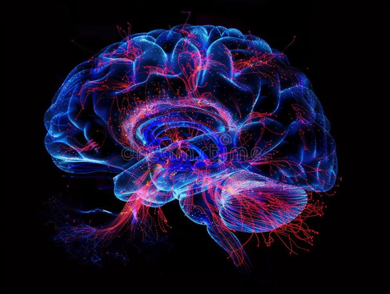 Colorful Digital Brain Rendering Glowing Particles Stock Photos - Free ...