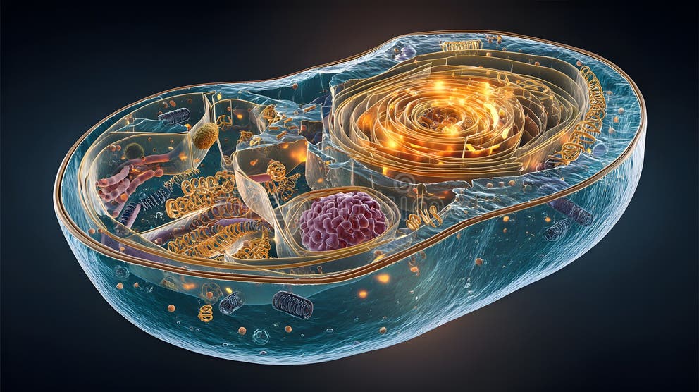 Science Visualization of Eukaryotic Cell Anatomy with Visible Nucleus ...