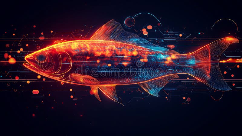 Colorful Digital Representation of a Fish Showcasing Modern Technology ...