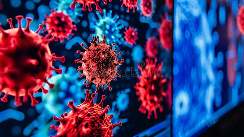 Colorful Digital Representation of Viruses on a Screen Illustrating the ...