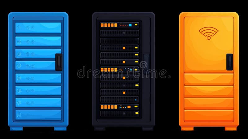 Colorful Digital Server Racks with Vibrant Design Elements for Modern ...