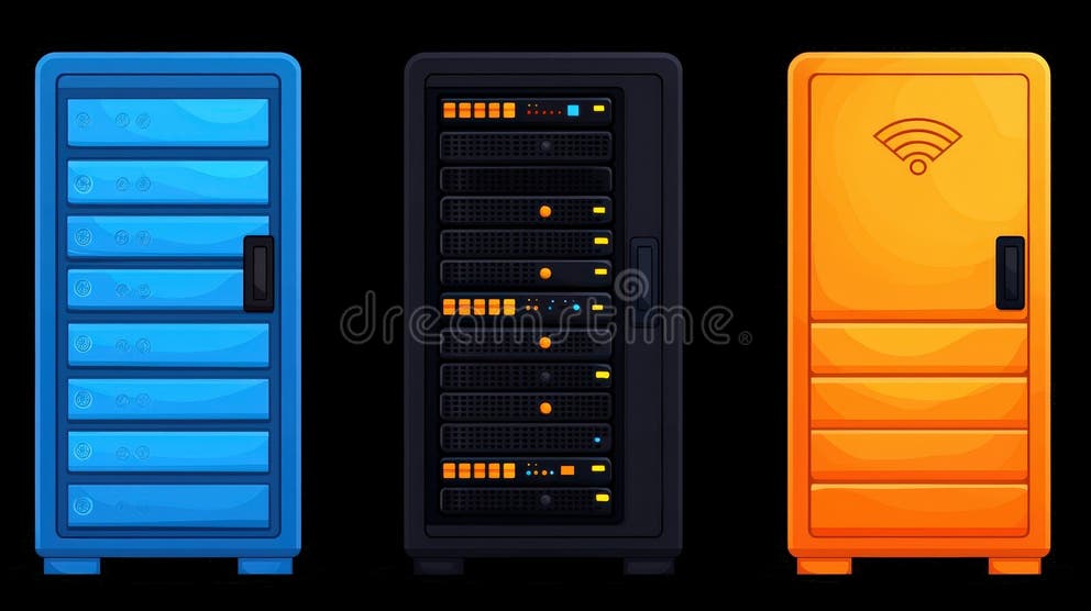 Colorful Digital Server Racks with Vibrant Design Elements for Modern ...