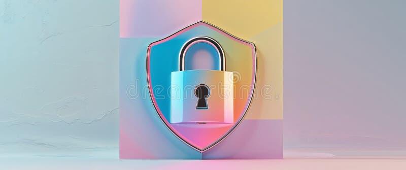 Colorful Digital Shield Lock Symbol Abstract Background Stock Photos ...