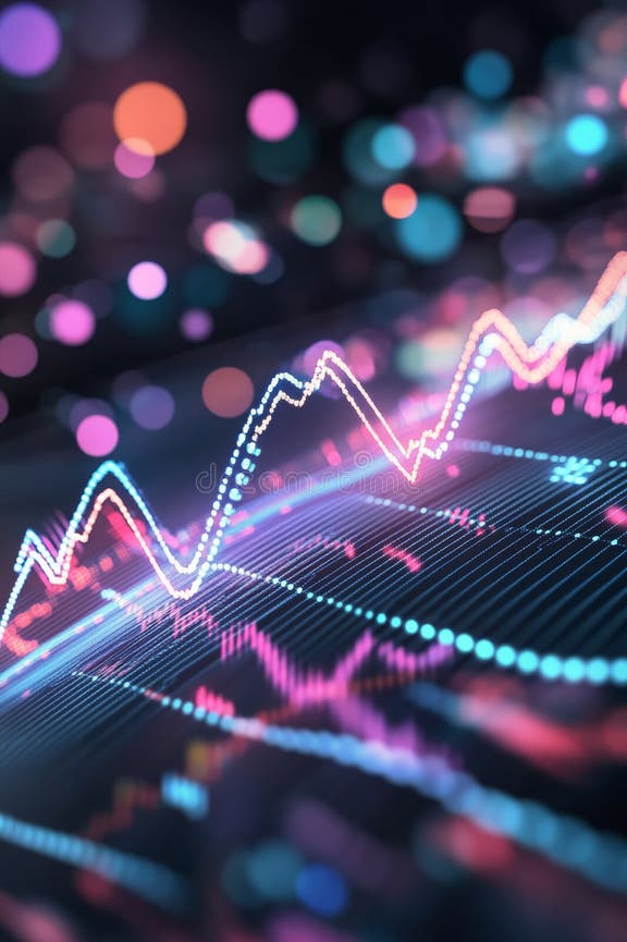 Colorful Digital Visualization of Fluctuating Graphs and Data Points in ...