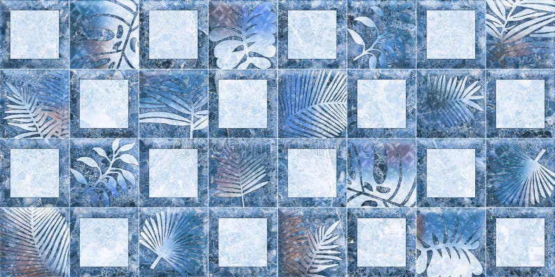 Colorful Digital Wall Tiles and Blue Background. Stock Illustration ...