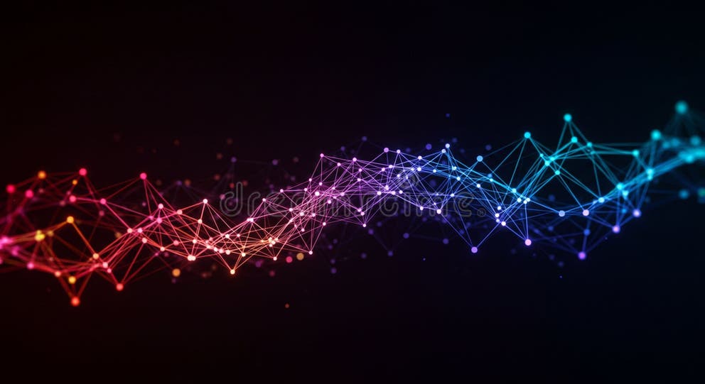 A Colorful Digital Wave Composed of Interconnected Points and Lines ...