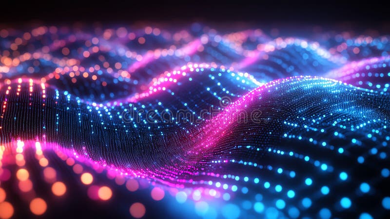 Colorful Digital Wave Pattern with Glowing Dots Creating a Mesmerizing ...