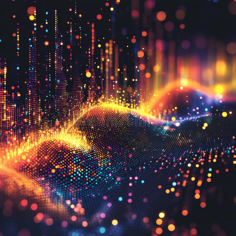 Colorful Digital Wave Pattern Illuminated in Vibrant Hues during a ...