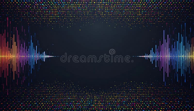 Colorful Digital Waveform and Pixel Grid Background for Music ...
