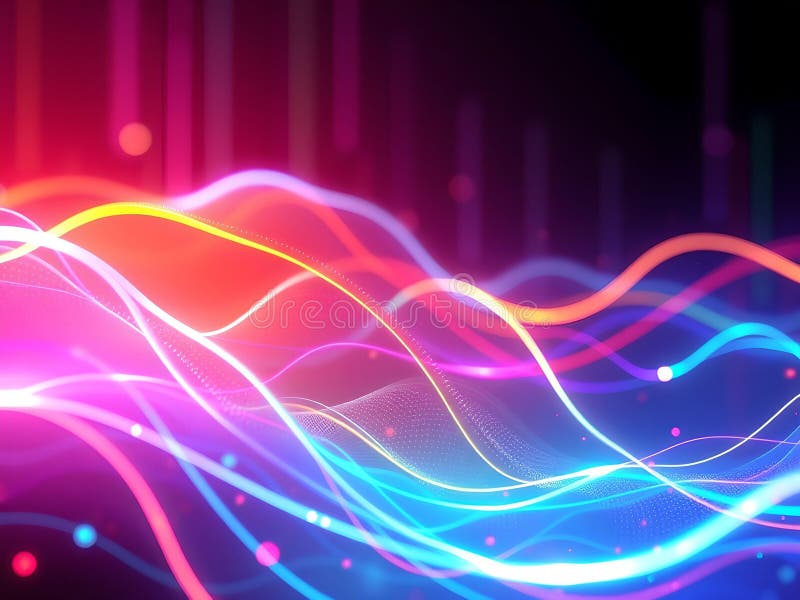 Colorful Digital Waves: Glowing Neon Energy Currents for High-Tech ...