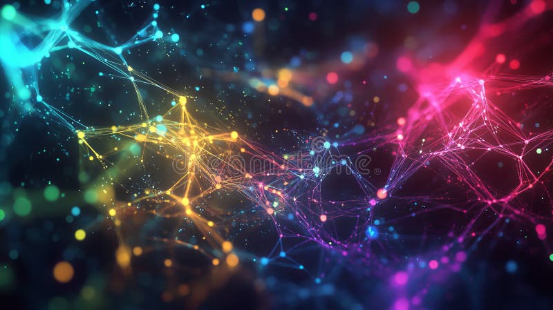 Colorful Digital Web of Interconnected Lights Stock Image - Image of ...