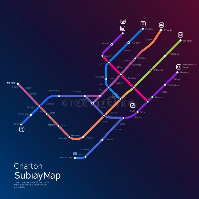 Colorful, Digitally-rendered Subway Map Labeled "Chatton SublinayMap ...