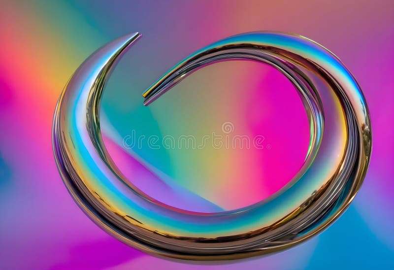 Colorful Dimensions Fluid Chrome Effect on Mobius Loop Strip 3D Shapes ...