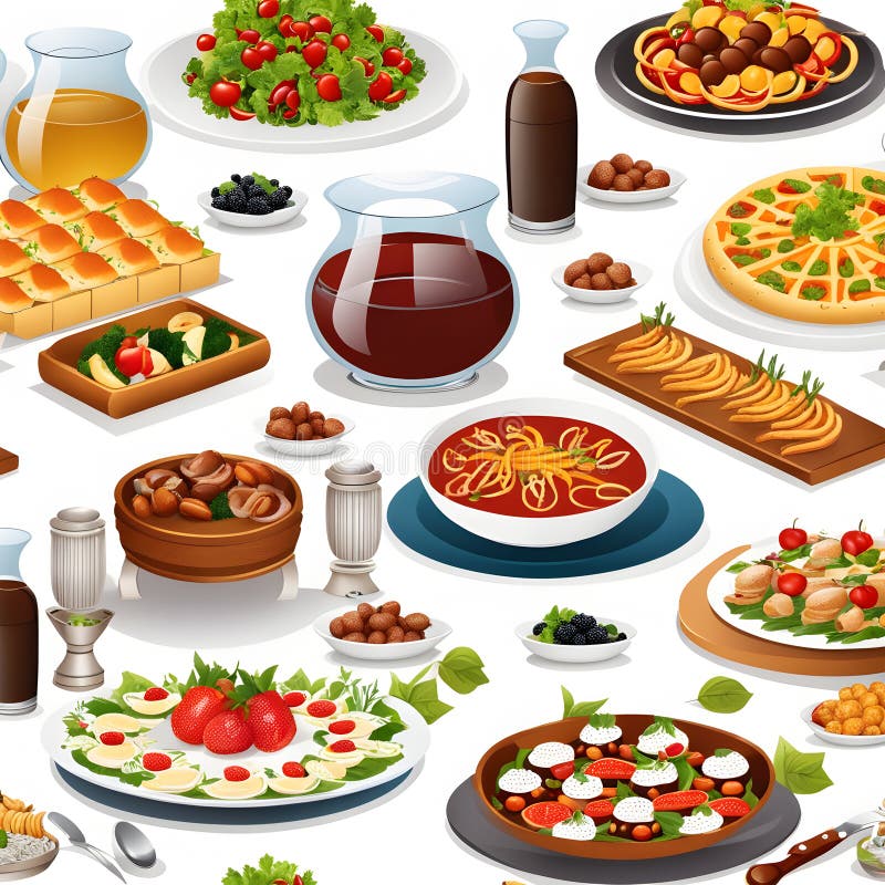 Colorful Dinner, AI-Generatet Stock Illustration - Illustration of ...