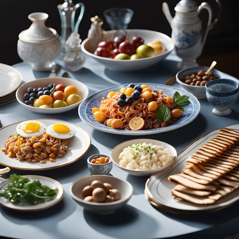 Colorful Dinner, AI-Generatet Stock Illustration - Illustration of ...