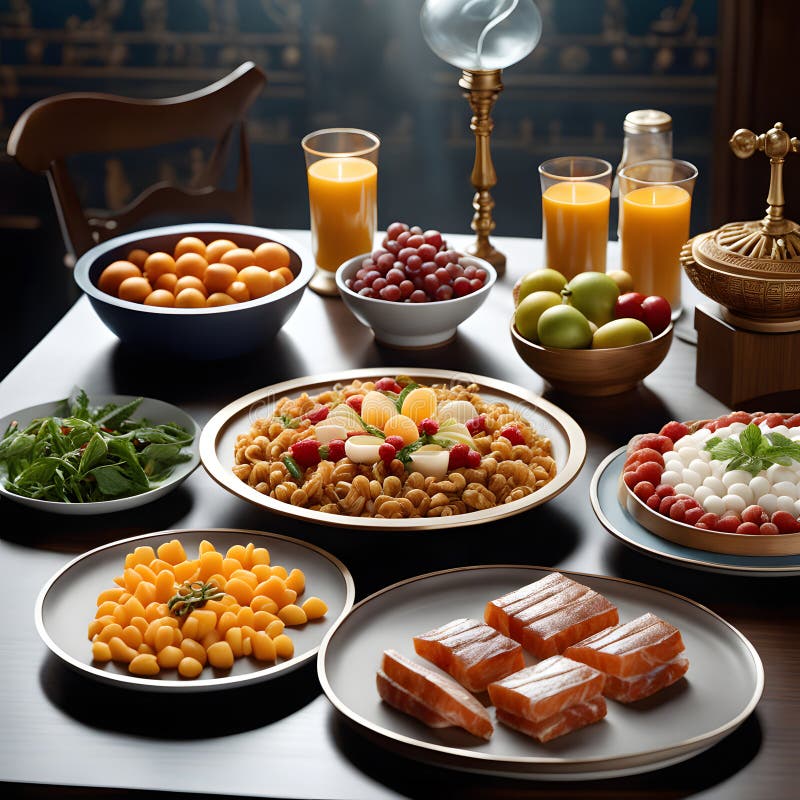 Colorful Dinner, AI-Generatet Stock Illustration - Illustration of ...